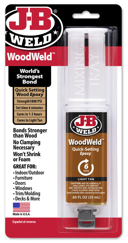 JB J-B Weld Wood Weld Multi-purpose Two Part Epoxy Adhesive Syringe Mi ...